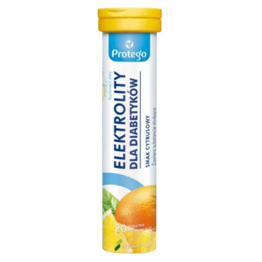 Protego Elektrolyter för diabetiker, Apelsin-citron – 20 tabletter – Medpak