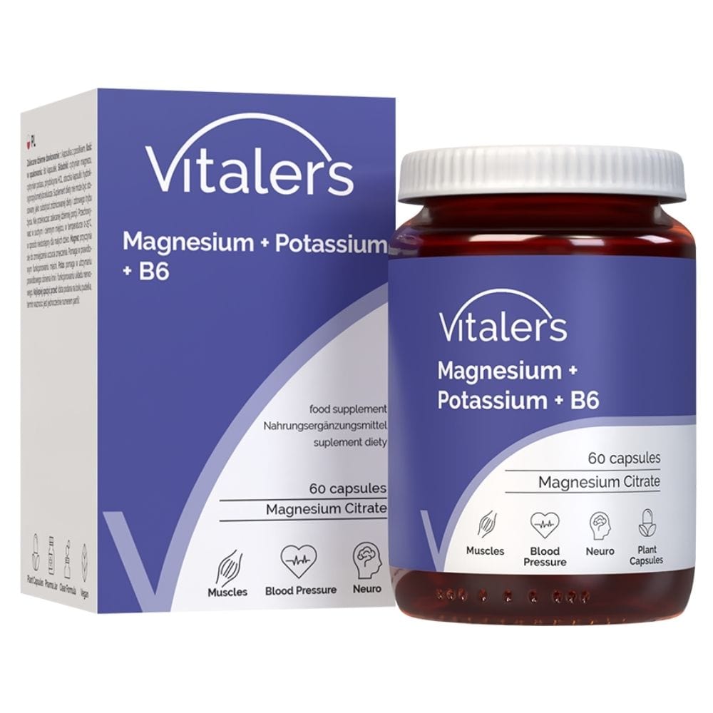 Vitaler's Magnesium, Kalium, Vitamin B6 – 60 kapslar – Medpak